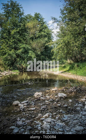 Beautiful landscape with a small river on a cloudy autumn day Stock ...