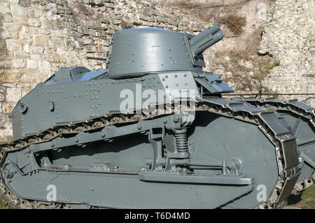 The French light tank Renault FT 17, first World War One armoured tank with a fully rotating ...