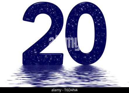 Roman numeral 20, twenty, star sky texture imitation, reflected on the ...