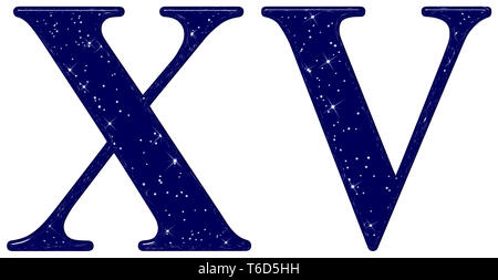 Roman numeral 15, fifteen, star sky texture imitation, reflected on the ...