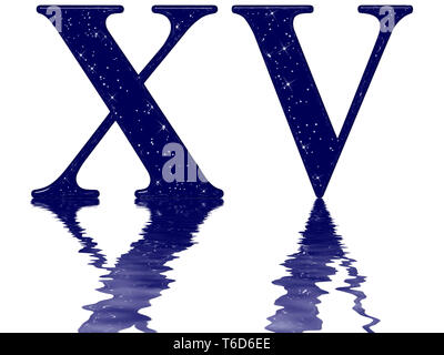 Roman numeral 15, fifteen, star sky texture imitation, isolated on ...