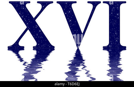 Roman numeral 16, sixteen, star sky texture imitation, isolated on ...