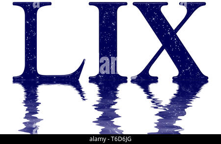 59, fifty nine, numeral, imitation glass and a blazing fire, isolated ...