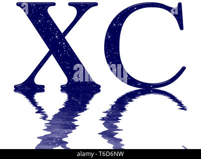 Roman numeral 90, ninety, star sky texture imitation, isolated on white ...