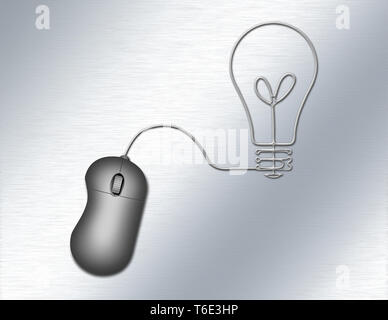 PC mouse with cord in shape of light bulb. 3D rendering Stock Photo - Alamy