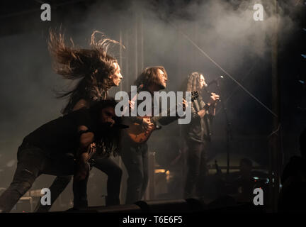 Milan, Italy - April 26, 2019: folk metal band FINNTROLL from Helsinki ...