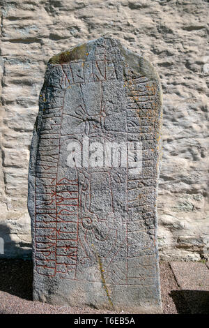 Set of old norse scandinavian runes carved in stone. Runic alphabet ...