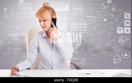 Business person at front desk with workflow concept Stock Photo - Alamy