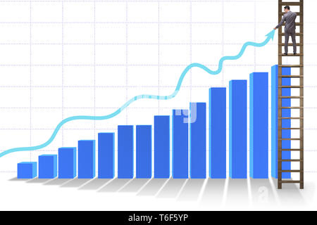 The businessman climbing towards growth in statistics Stock Photo - Alamy