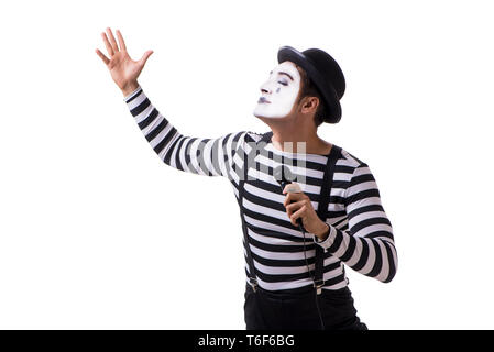 Mime singing isolated on white background Stock Photo - Alamy