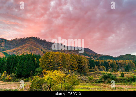 Beautiful Sunset at Ouchijuku Fukushima Japan Stock Photo - Alamy