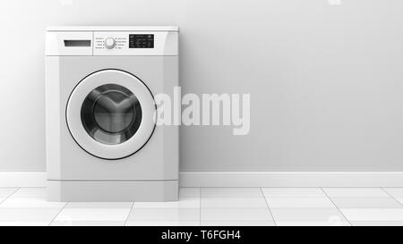 Modern white washing machine front panel with display Stock Photo - Alamy