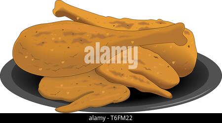 Fried chicken, illustration, vector on white background Stock Vector ...
