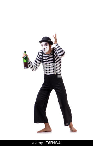 Mime drinking wine isolated on white background Stock Photo - Alamy