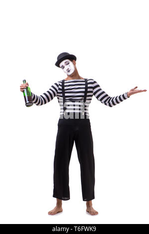 Mime drinking wine isolated on white background Stock Photo - Alamy