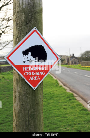 Hedgehog crossing sign Stock Photo - Alamy