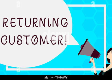 Text sign showing Returning Customer. Business photo showcasing ...