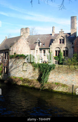 Houses near the canals of the river Reie in Bruges. Bruges is a ...