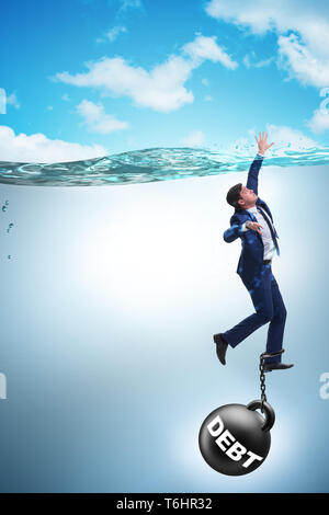 Businessman drowning in concept of high debt Stock Photo - Alamy