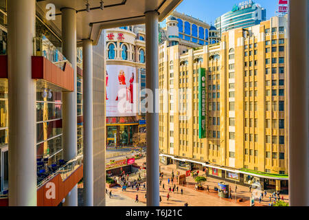 SHANGHAI, CHINA, DECEMBER - 2018 - Aerial urban street day scene at ...