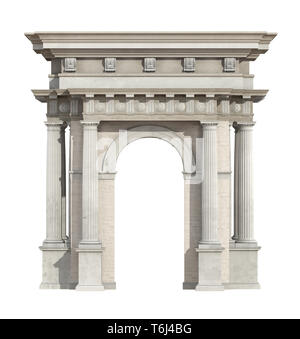 Portal in neoclassical style isolated on white with doric column and ...
