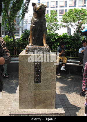 A statue of the famous dog Hachiko, outside of Shibuya Station in ...