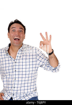 Young man gesturing the ok okay hand sign Stock Photo - Alamy