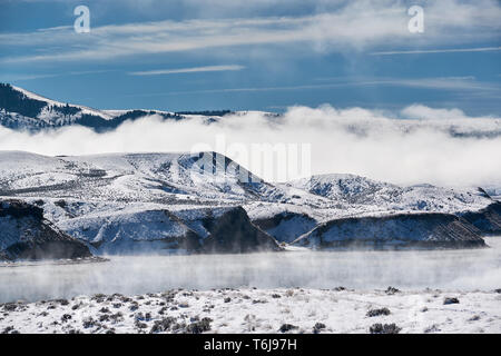 Winter landscape with Wolford Mountain Reservoir Stock Photo - Alamy