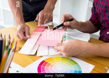 Graphic designers choose pink tones from the color bands to design ...
