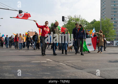 BERLIN - MAY 01, 2019: Traditional May Day demonstration of workers ...