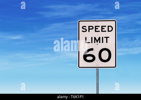 Sixty (60) miles per hour speed limit road sign on black background ...