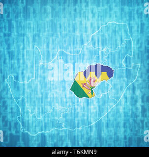 Free State, province of South Africa. Colored elevation map with lakes ...
