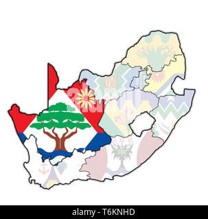 emblem of Northern cape region on map with administrative divisions and ...