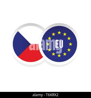 European Union and Czech Republic flags for official meeting against ...