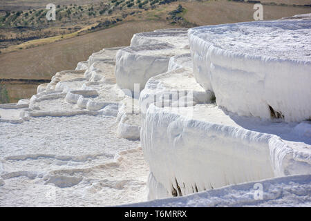 Pamukkale - amazing natural site with white terraces of travertine in ...