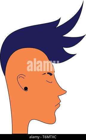 Punk man with mohawk haircut black silhouette vector illustration ...