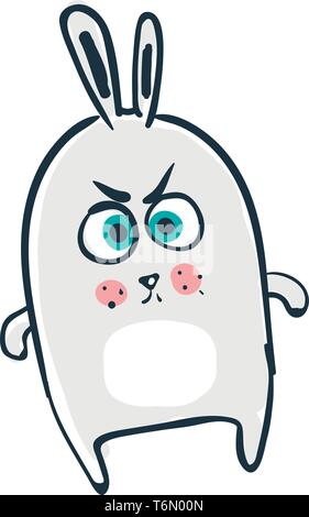Cute angry bunny. Cartoon illustration of a funny little rabbit ...