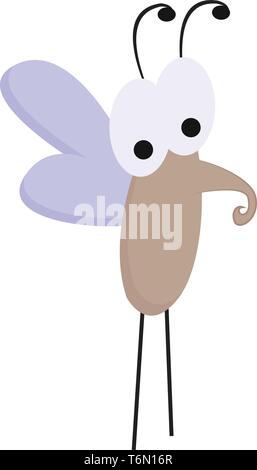 Happy purple mosquito, illustration, vector on white background Stock ...