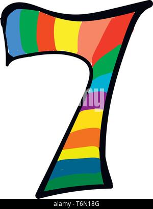 A vector illustration of numerical number seven or 7 in multiple colors ...