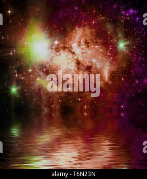 Galaxy Space and wave of water Stock Photo - Alamy