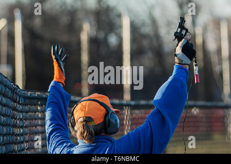 Starting gun at an athletics race Stock Photo - Alamy