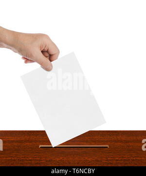 Hand with paper ballot Stock Photo - Alamy
