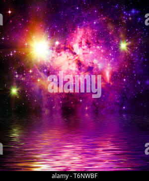 Galaxy Space and wave of water Stock Photo - Alamy