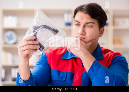 Man, engineer, inventor, architect thinking, playing, inventing Stock ...