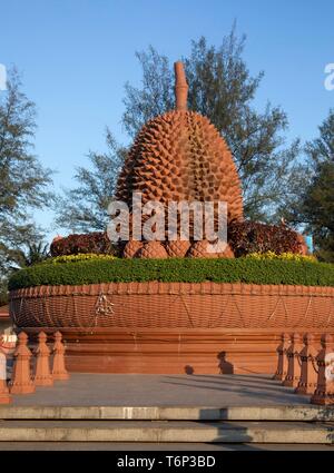 Durian Monument, roundabout with huge statue of a Durian fruit, Kampot ...