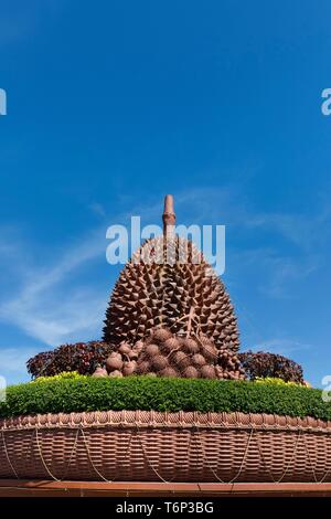 Durian Monument, roundabout with huge statue of a Durian fruit, Kampot ...