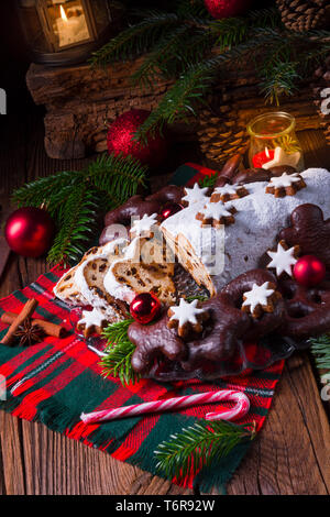 delicious dresdner christ stollen with marzipan and raisins Stock Photo ...