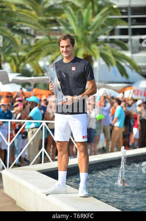 Miami Open 2019 winners photocall at Hard Rock Stadium Featuring: Roger ...