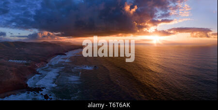 Aerial view of Legzira beach at sunset Stock Photo - Alamy