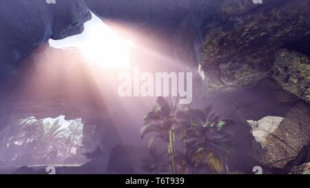 Sun Light inside Mysterious Cave Stock Photo - Alamy